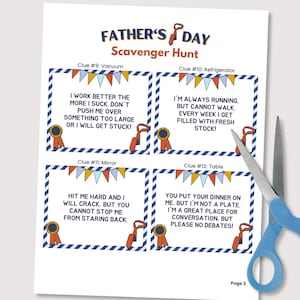 Printable Fathers Day Scavenger Hunt, Fathers Day Treasure Hunt Clues ...