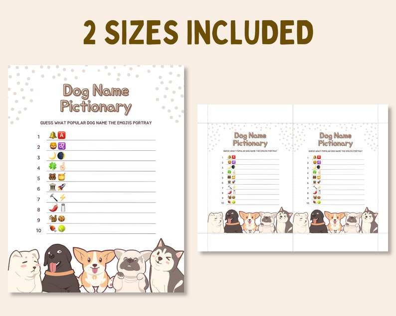 Dog Name Emoji Quiz, Dog Birthday Party Game, Printable Puppy First ...