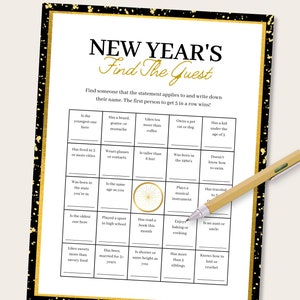 New Years Find the Guest Bingo, New Years Mix and Mingle Game, New ...