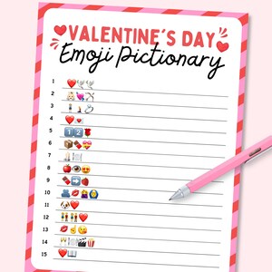 Valentines Day Emoji Pictionary, Valentines Day Party Game, Valentines ...
