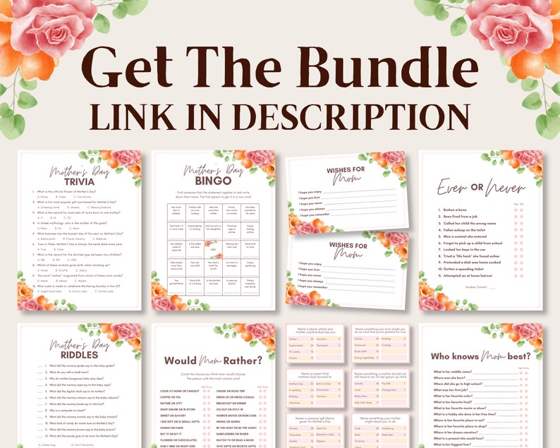 Mothers Day Riddles, Printable Mothers Day Game, Games for Mom, Mothers ...