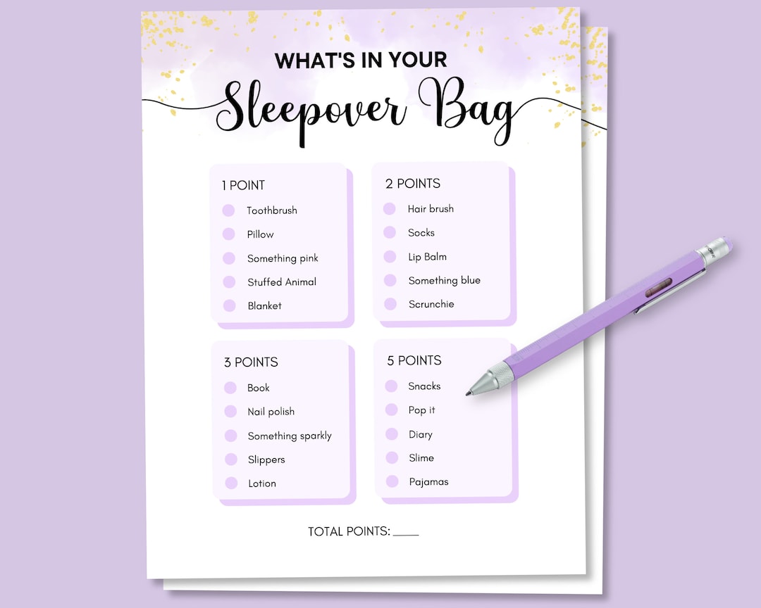Whats in Your Sleepover Bag Slumber Party Games, Teen Girls Sleepover ...