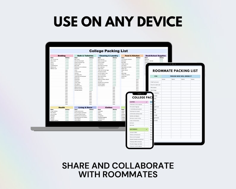 Editable College Packing List, College Dorm Packing Checklist, College ...
