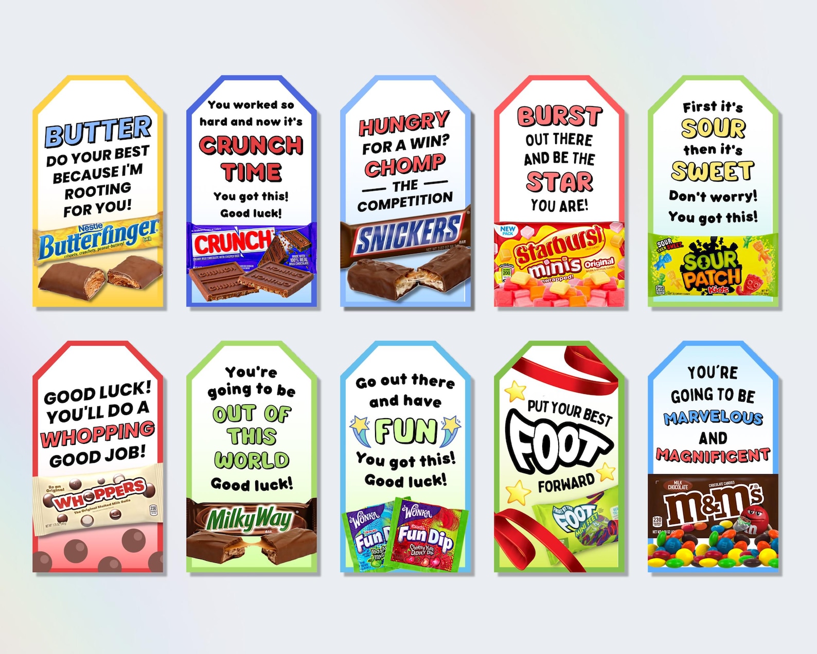 Printable Good Luck Candy Gift Tags for Kids Sports Teams, Treat Label ...