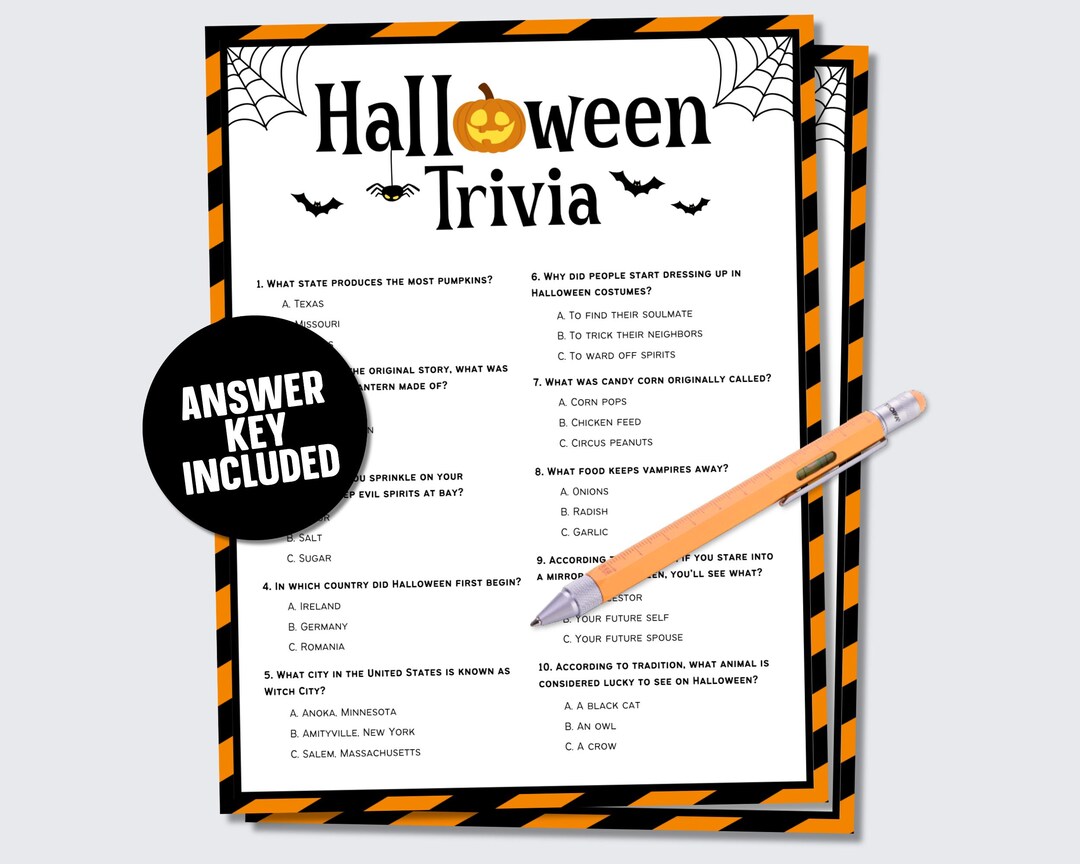 Halloween Trivia Game for Kids and Adult, Halloween Trivia Questions ...