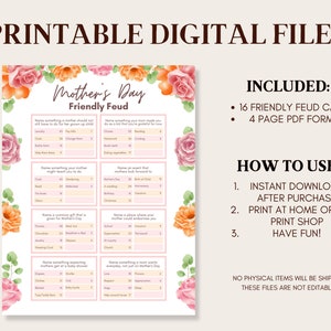 Mothers Day Friendly Feud, Mothers Day Family Feud, Mothers Day Trivia ...