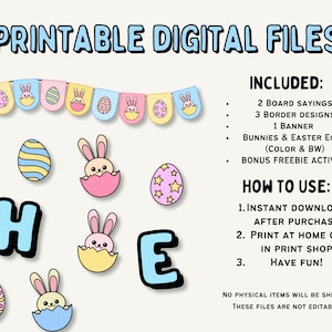 Easter Bulletin Board Kit, Spring Bulletin Board Kit, Easter Bunny ...