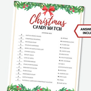 Christmas Candy Match Quiz, Printable Christmas Party Game, Christmas ...