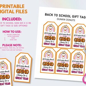 Back to School Coffee Gift Tag, Teacher Appreciation Donut Sign ...