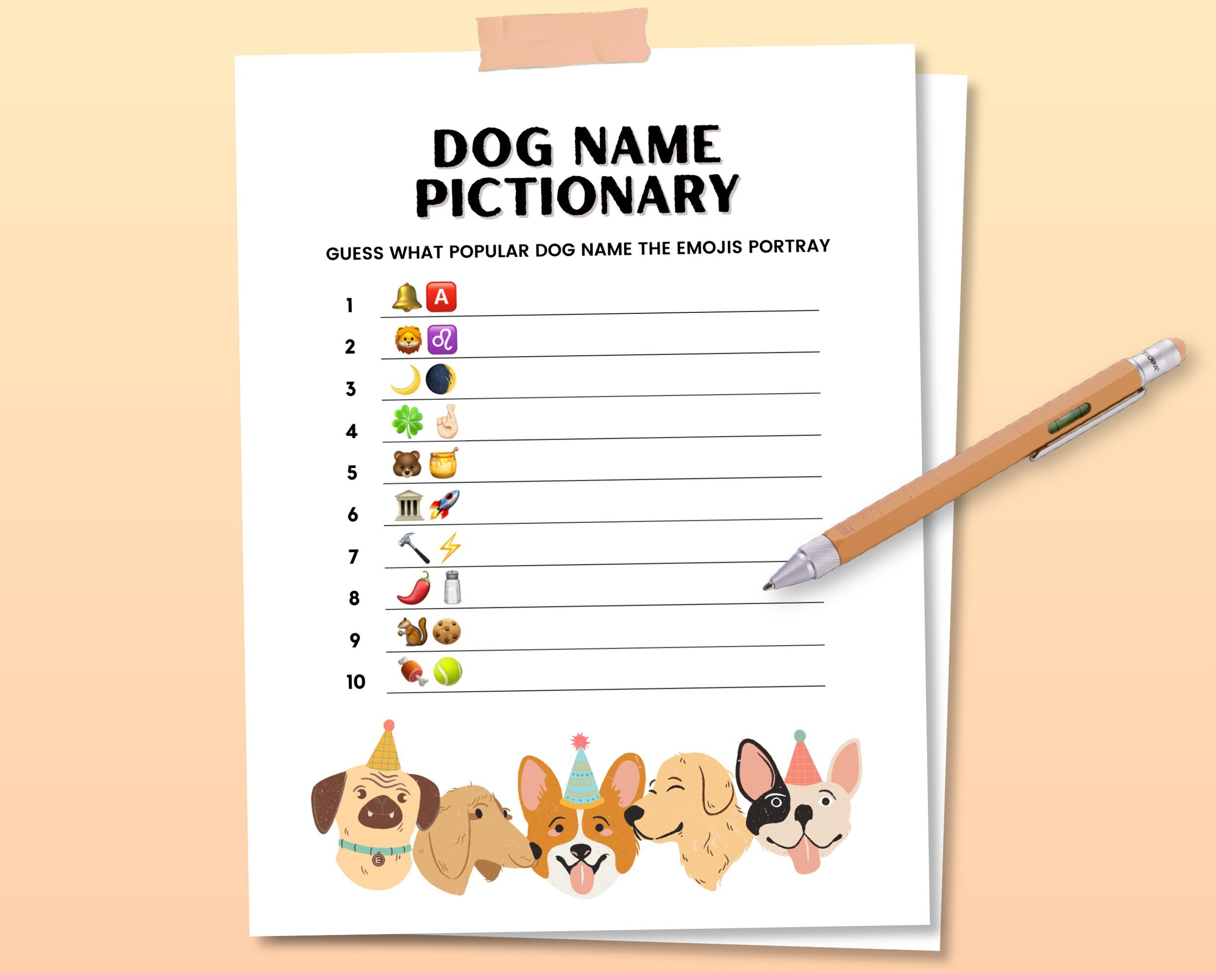 Dog Name Pictionary Dog Birthday Party Game Puppy Pawty Dog - Etsy