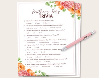 Mothers Day Trivia, Mothers Day Game, Mothers Day Trivia Quiz, Mothers ...