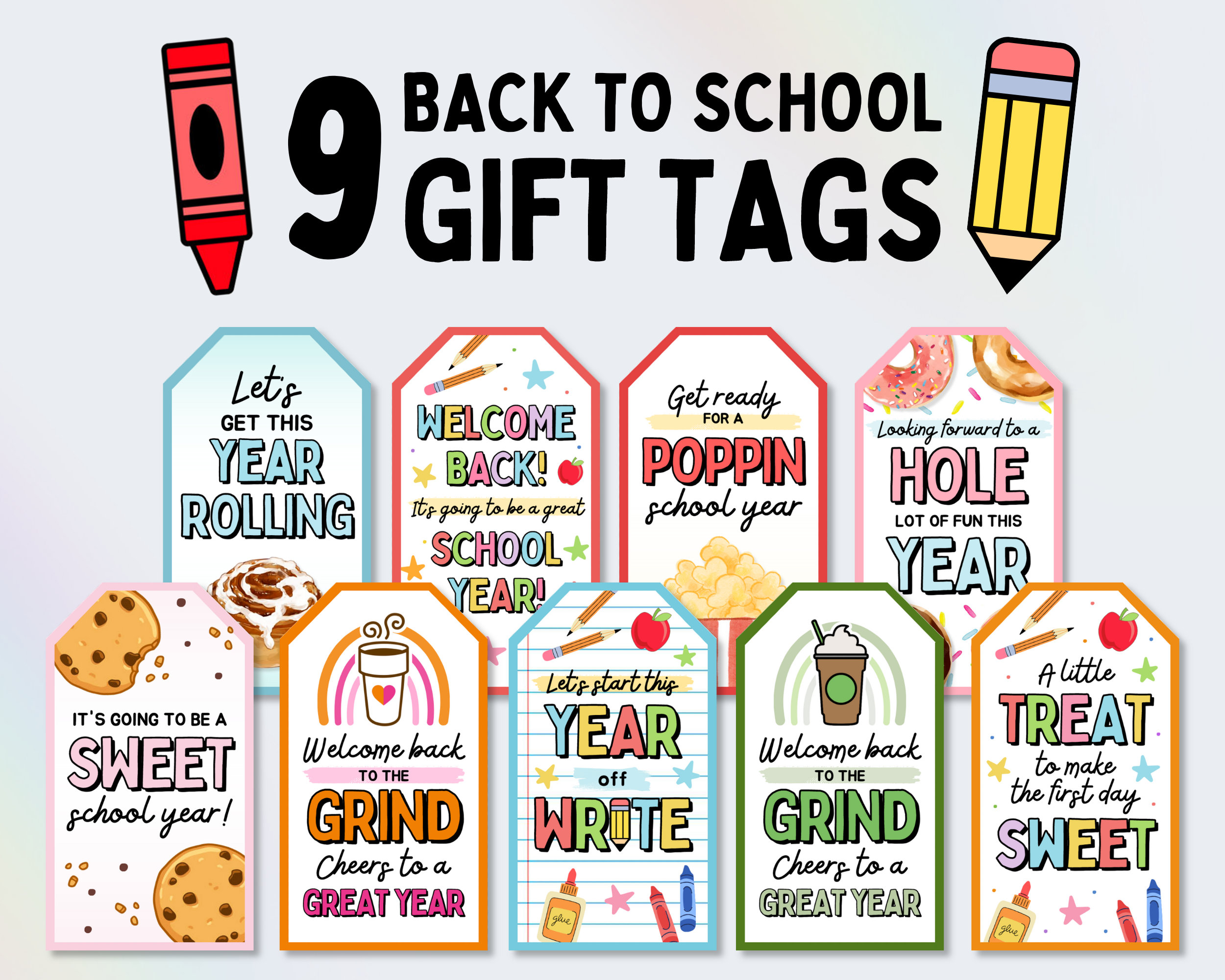 Back to School Gift Tag Bundle, First Day of School Gift Tag, Welcome ...