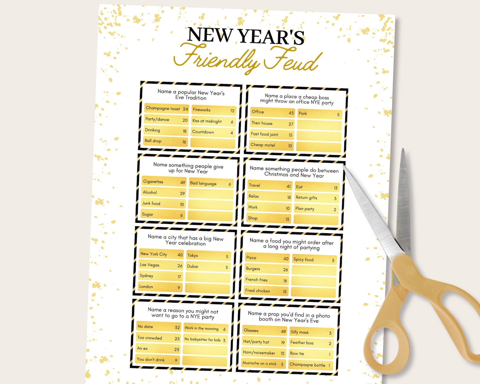 New Years Friendly Feud Game New Years Family Feud Game New - Etsy
