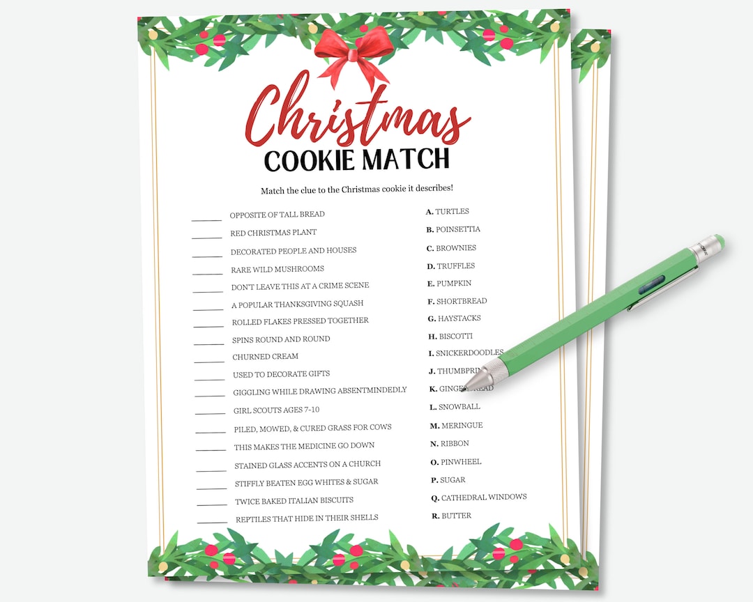 Christmas Cookie Game, Printable Christmas Party Game, Christmas Cookie ...