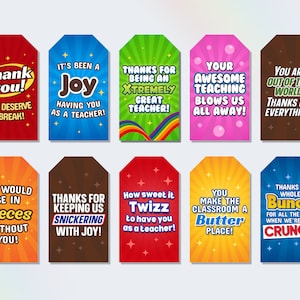 Teacher Appreciation Candy Gift Tags, Thank You Teacher Gift Tag for ...