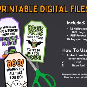 Halloween Appreciation Gift Tags, Halloween Staff Appreciation Tags ...