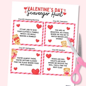 Valentines Day Scavenger Hunt, Valentines Day Treasure Hunt Clues ...