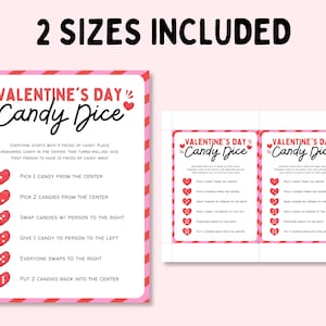 Valentines Day Candy Dice Game, Valentine Day Party Game, Valentines ...