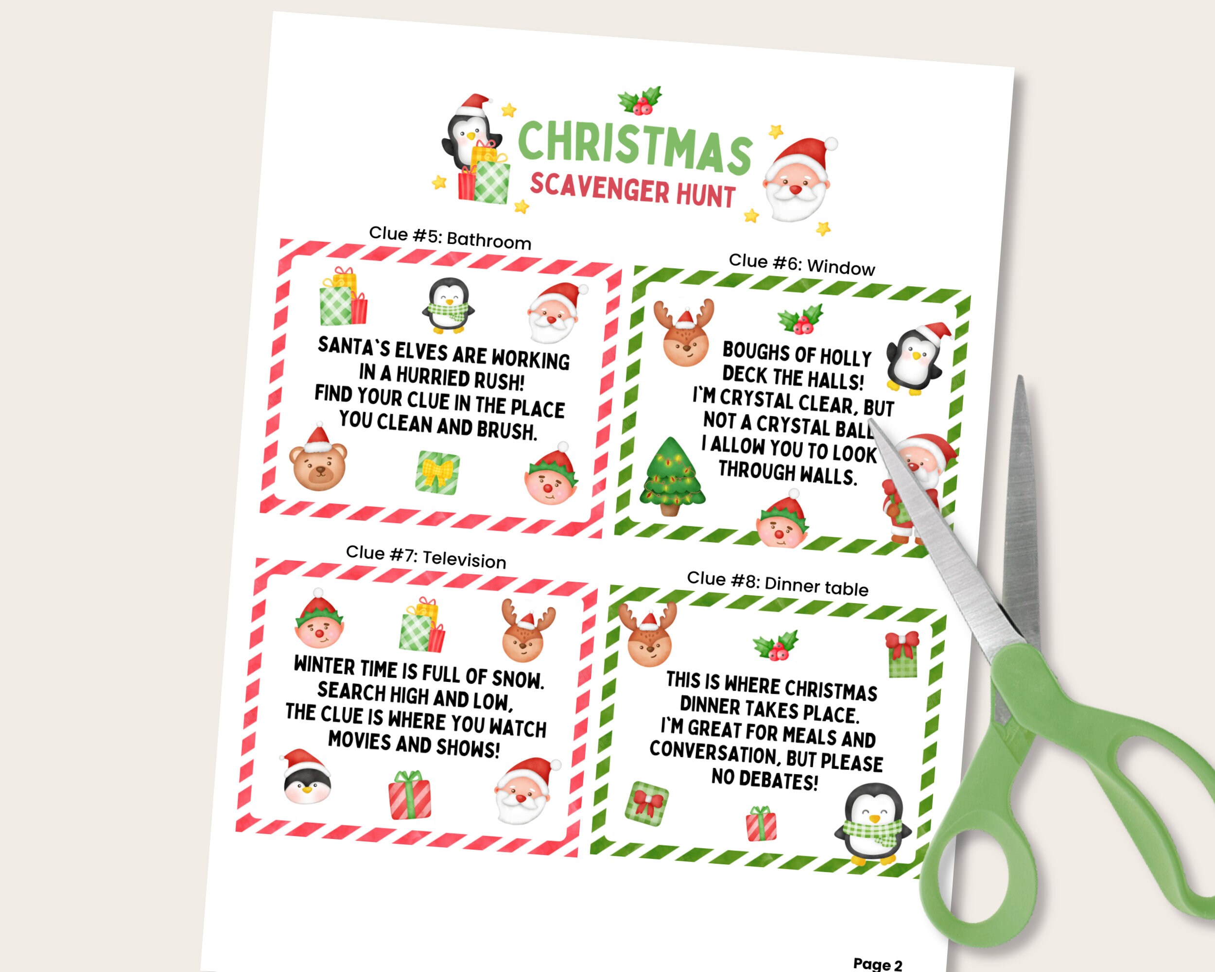 Christmas Scavenger Hunt, Christmas Treasure Hunt Cards, Xmas Scavenger ...