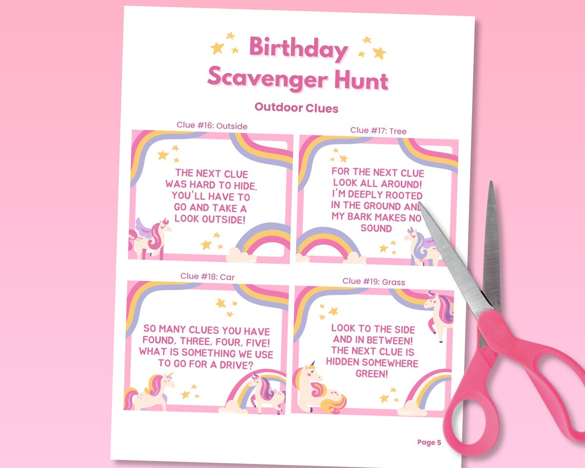 Unicorn Birthday Scavenger Hunt Party Treasure Hunt for Kids - Etsy