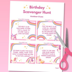 Unicorn Birthday Scavenger Hunt, Party Treasure Hunt for Kids, Girls ...