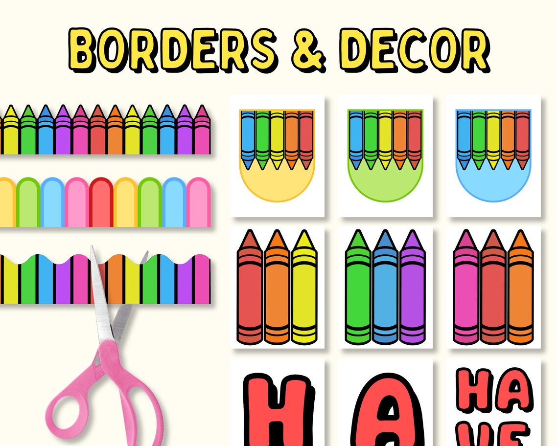 Welcome Back to School Bulletin Board Kit, Crayon Bulletin Board Decor ...
