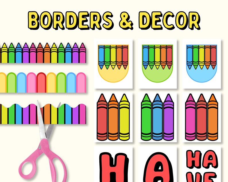 Welcome Back to School Bulletin Board Kit, Crayon Bulletin Board Decor ...