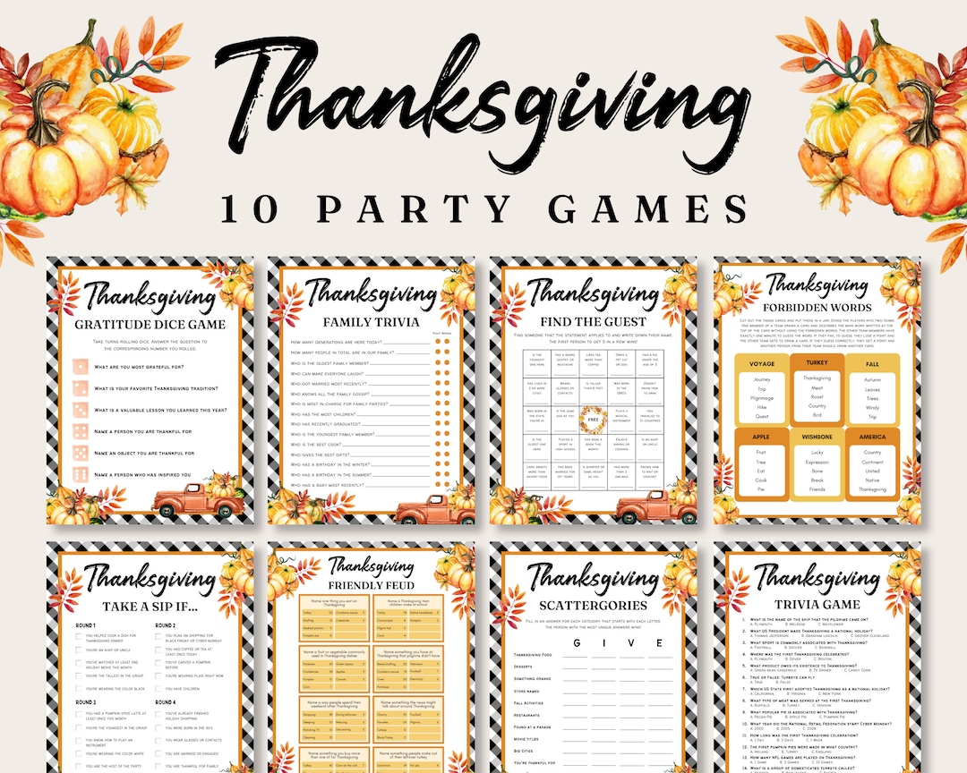 Thanksgiving Party Games Bundle, Printable Thanksgiving Games ...