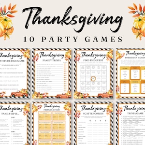 Thanksgiving Party Games Bundle, Printable Thanksgiving Games ...