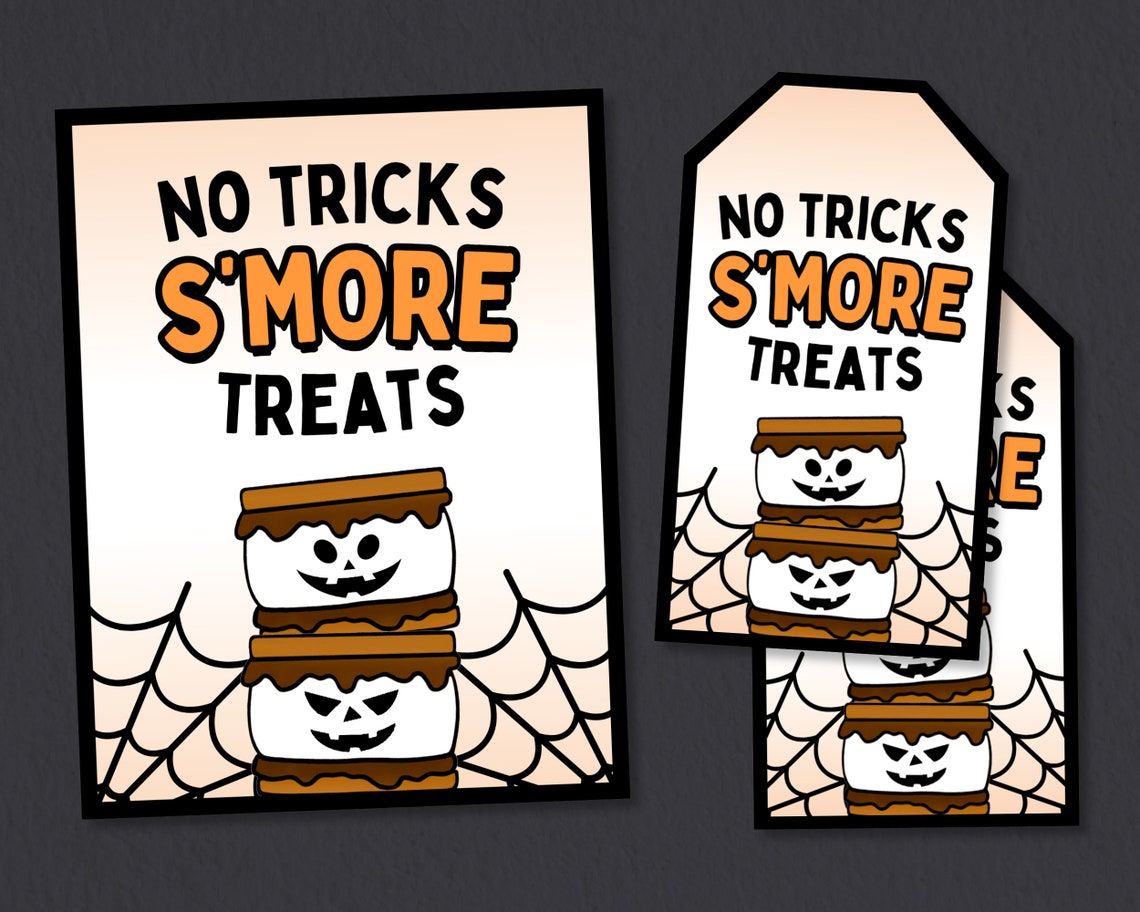 Halloween Smores Treat Tag, Halloween Treat Bag Tags, Smores Halloween ...