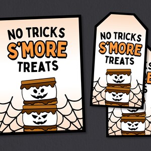Halloween Smores Treat Tag, Halloween Treat Bag Tags, Smores Halloween ...