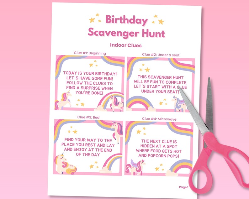 Unicorn Birthday Scavenger Hunt Party Treasure Hunt for Kids - Etsy