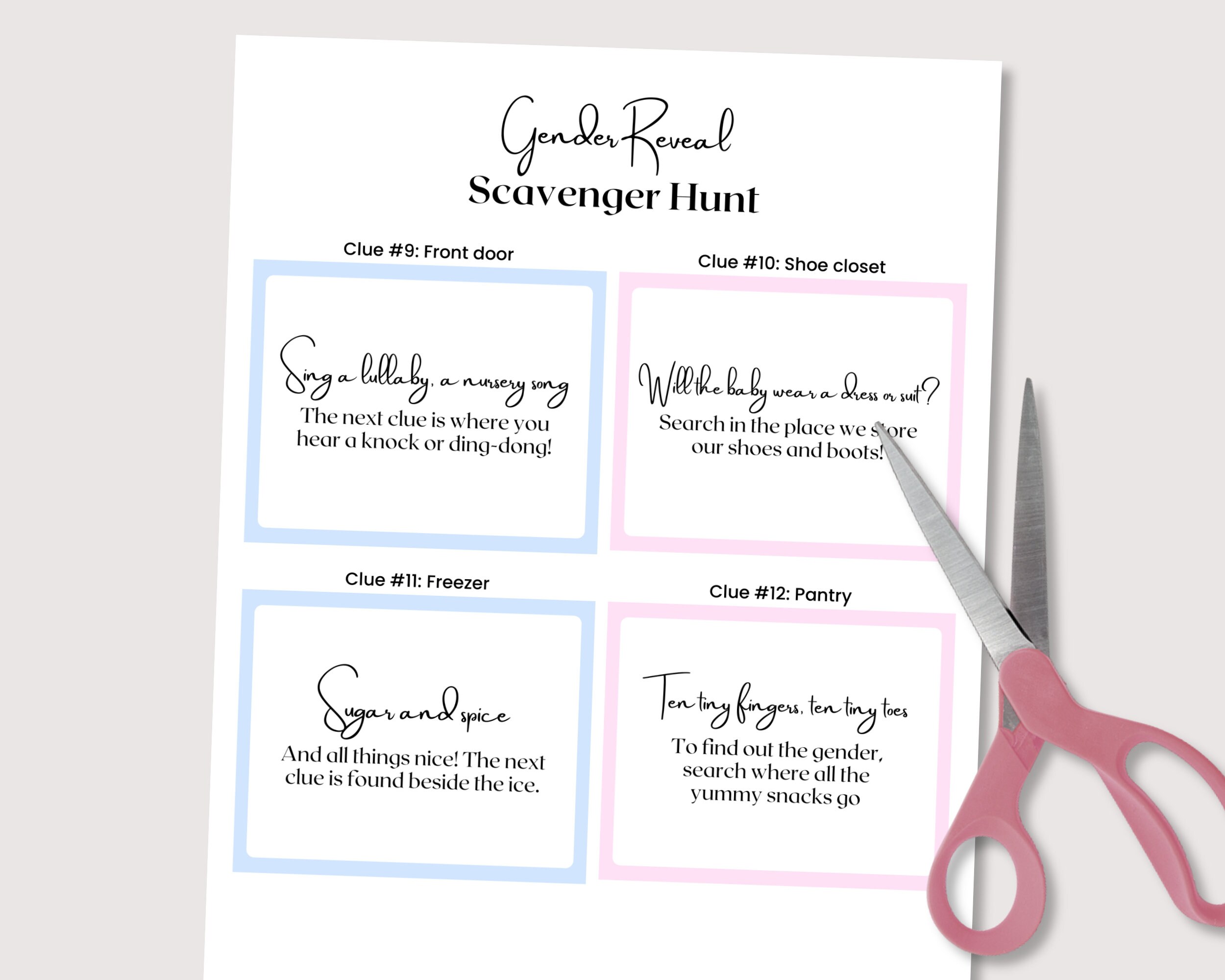 Gender Reveal Scavenger Hunt Gender Reveal Games Minimalist - Etsy