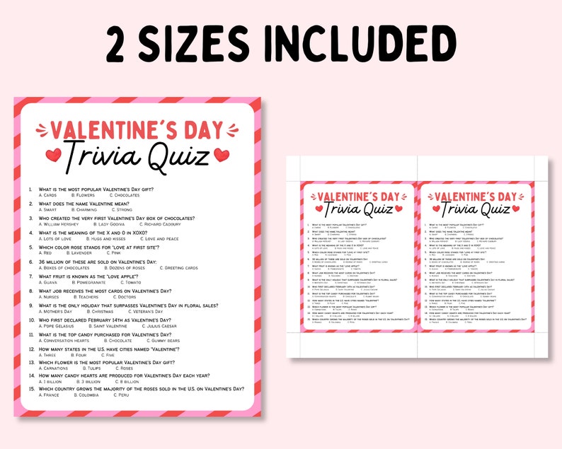 Valentines Day Trivia Game, Valentine Day Party Game for Kids ...