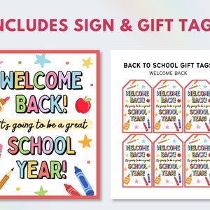 Back to School Sign, First Day of School Gift Tag, Back to School Gift ...