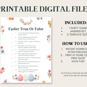 Easter True or False, Easter Trivia Quiz, Easter Activity for Kids ...