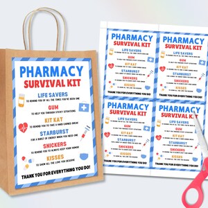 Pharmacy Appreciation Gift Tag, Pharmacy Survival Kit Tag, Pharmacy ...