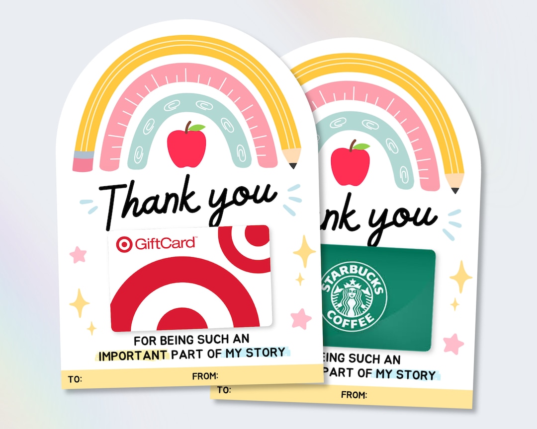 Teacher Appreciation Gift Card Holder, Teacher Thank You Gift Tag ...
