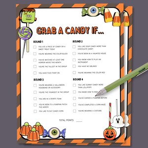 Halloween Grab Candy If Game, Halloween Party Game, Halloween Printable ...