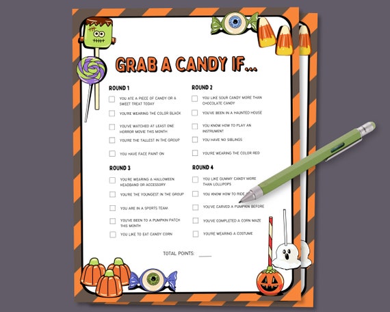 Halloween Grab Candy If Game Halloween Party Game Halloween - Etsy