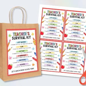 Teachers Survival Kit Gift Tag Teacher Appreciation Gift Tag - Etsy