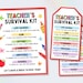 Teachers Survival Kit Gift Tag, Teacher Appreciation Gift Tag, Back to ...