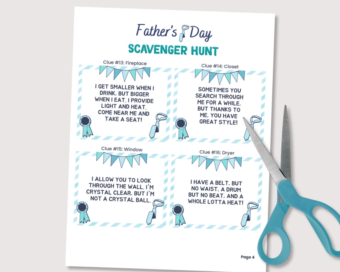 Fathers Day Scavenger Hunt, Printable Fathers Day Treasure Hunt ...