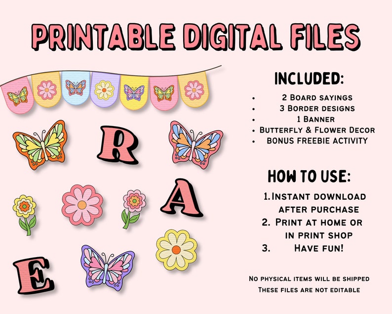 Spring Butterfly Bulletin Board Kit Retro Spring Classroom - Etsy