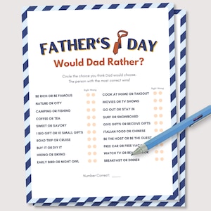 Would Dad Rather Game, Printable Fathers Day Game, Fathers Day Activity ...