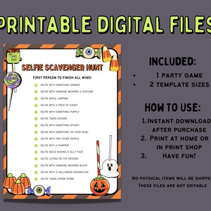 Halloween Selfie Scavenger Hunt, Halloween Printable Game, Halloween ...