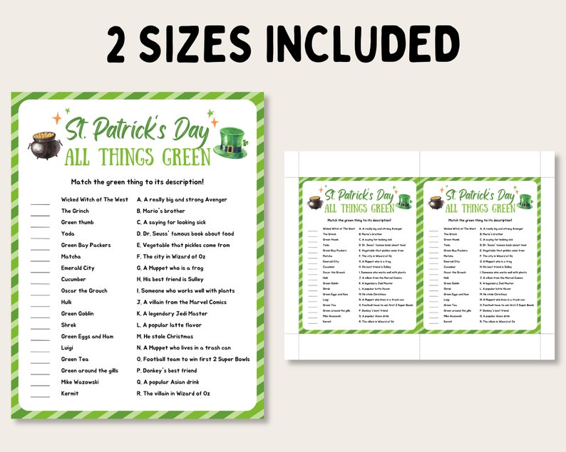 St Patrick's Day All Things Green Quiz, Fun St Patricks Day Quiz for ...