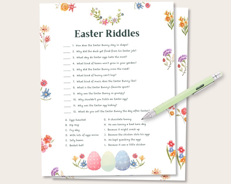 Easter Riddles Easter Riddles for Kids Fun Easter Activity - Etsy