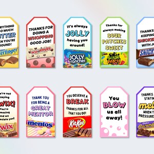25 Appreciation Candy Bar Gift Tags, Printable Candy Thank You Gift ...