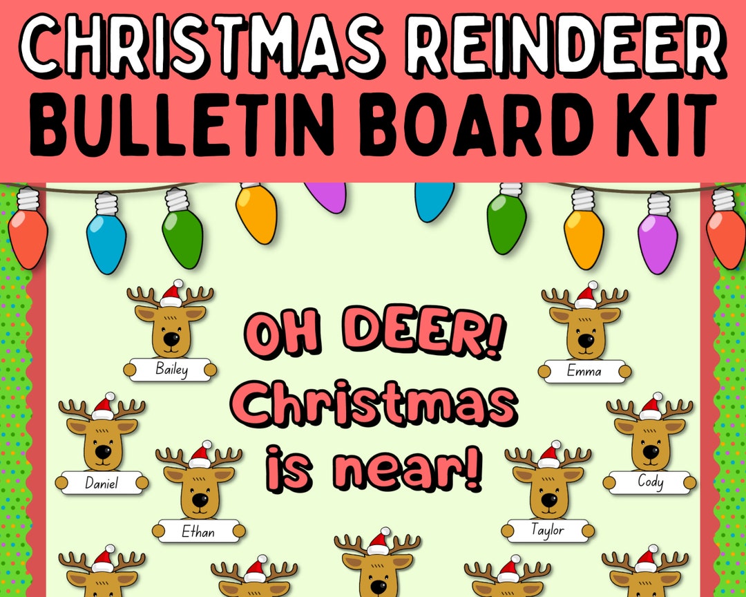 Christmas Reindeer Bulletin Board Kit, Christmas Classroom Decor Bundle ...